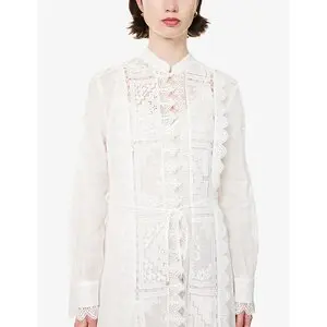 Zimmermann Aster Embroidered Ramie Midi Dress - Ivory