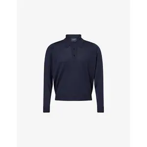 John Smedley X Bill Nighy Long-sleeve Merino Wool Polo Shirt - Midnight/ntm