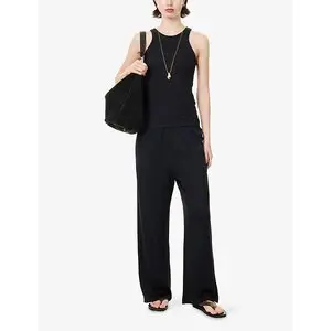 TOTEME Elasticated Straight-leg Cotton And Silk Trousers - Black