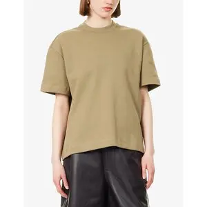 THE FRANKIE SHOP Boxy-fit Cotton-blend T-shirt - Pale Olive