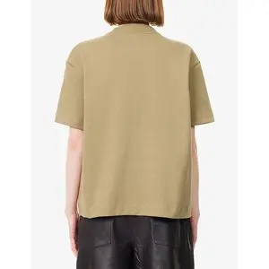 THE FRANKIE SHOP Boxy-fit Cotton-blend T-shirt - Pale Olive