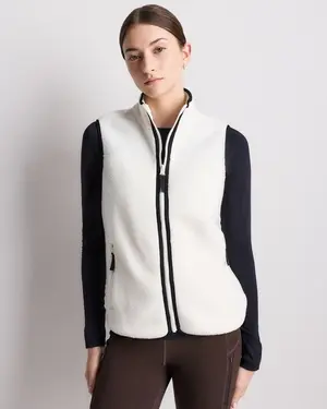 Quince Sherpa Full-zip Vest - Frost/black