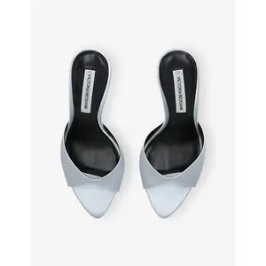 Victoria Beckham Banana Heel 100 Satin Heeled Mules - Silver