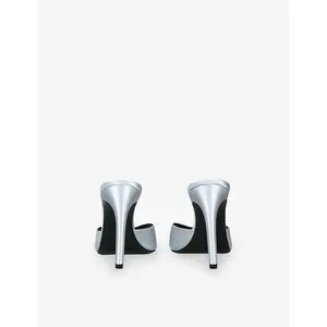Victoria Beckham Banana Heel 100 Satin Heeled Mules - Silver