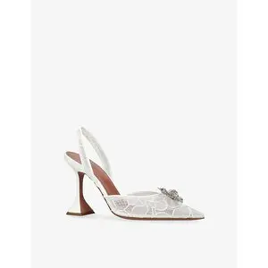 Amina Muaddi Rose 95 Lace Slingback Heels