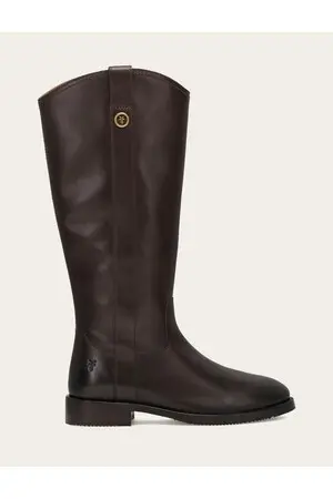 THE FRYE COMPANY Melissa Button Tall Inside Zip Wide Calf Boots - Brown