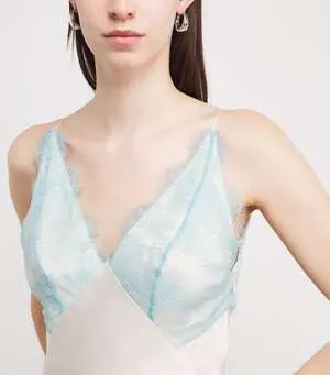 Sandro Satin Lace-trim Maxi Dress