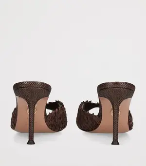 AQUAZZURA Raffia Rio Flirt Heeled Mules - Brown