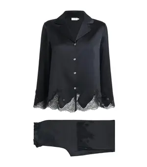 MANITO Silk Lace-trim Luella Pyjama Set - Black