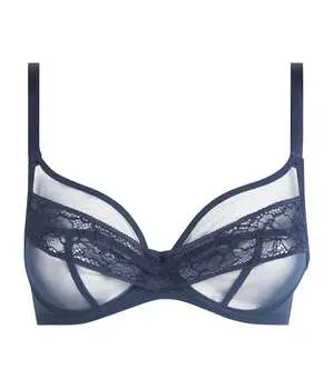 Maison Lejaby Lace Nudite Underwired Bra - Navy