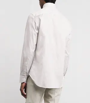 Canali Cotton Stripe Shirt - Brown