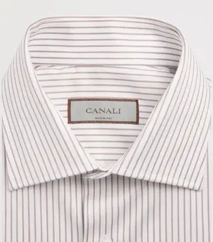 Canali Cotton Stripe Shirt - Brown