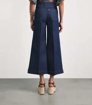 Zimmermann Cropped Aster Flare Jeans - Navy