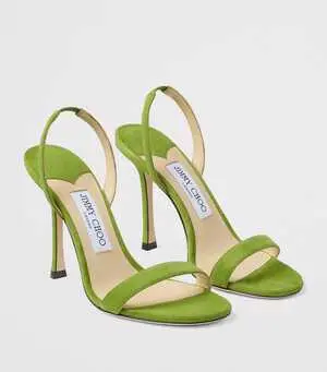 JIMMY CHOO Jenn 100 Suede Heeled Sandals - Green