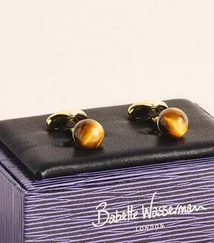 BABETTE WASSERMAN LONDON Chakra Power Orb Tigers Eye Cufflinks
