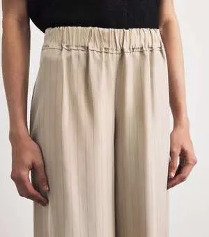 LIBEROWE Pinstripe Palazzo Trousers - Beige