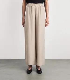 LIBEROWE Pinstripe Palazzo Trousers - Beige