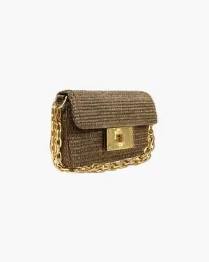 Eric Javits Amelie Straw Demi Pouch - Caper