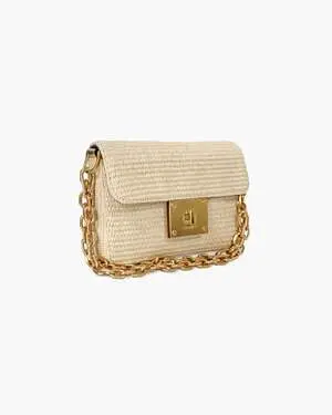 Eric Javits Amelie Straw Demi Pouch - Sand