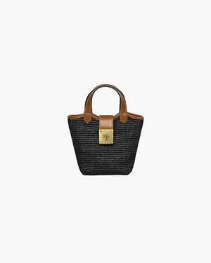 Eric Javits Mini Myka Raffia Bucket Bag - Black