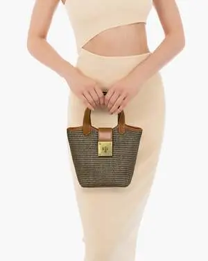 Eric Javits Mini Myka Raffia Bucket Bag - Caper