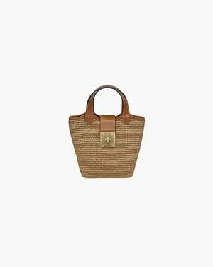 Eric Javits Mini Myka Raffia Bucket Bag - Caper
