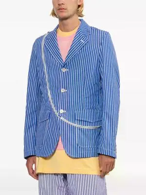 Comme Des Garçons Stripe-pattern Zip-detail Suit Jacket