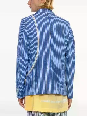 Comme Des Garçons Stripe-pattern Zip-detail Suit Jacket