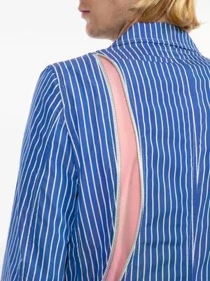 Comme Des Garçons Stripe-pattern Zip-detail Suit Jacket