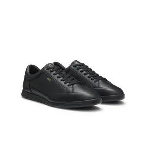 BOSS Leather Low Top Sneakers With Logo - Black