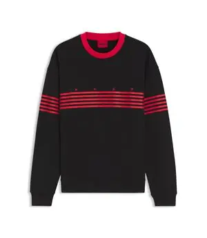 Hugo Cotton Terry Sweatshirt With Sporty Stripes