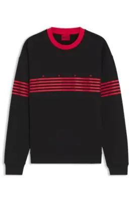 Hugo Cotton Terry Sweatshirt With Sporty Stripes