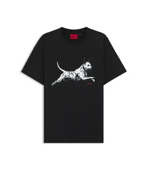 Hugo Cotton-jersey T-shirt With Animal Artwork - Black