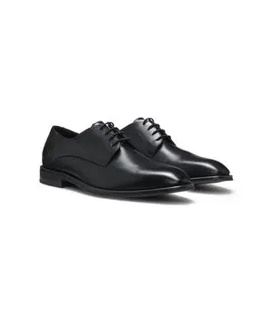 BOSS Italian-made Leather Derby Shoes - Black