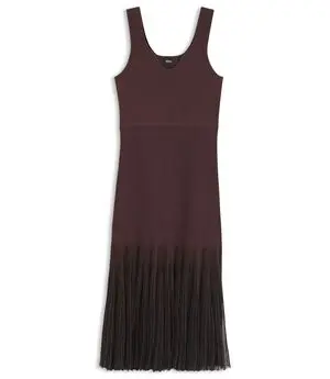 BOSS Rib-knit Dress With Pleated Detailing