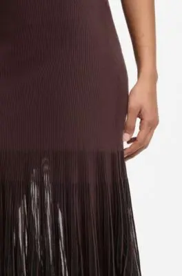 BOSS Rib-knit Dress With Pleated Detailing