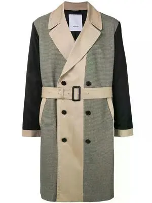 PORTS V Houndstooth Panelled Trench Coat