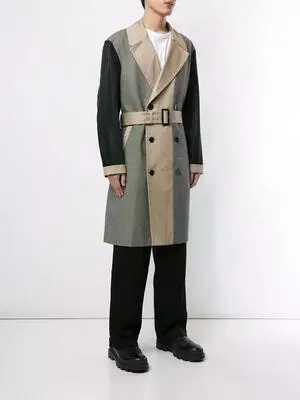 PORTS V Houndstooth Panelled Trench Coat
