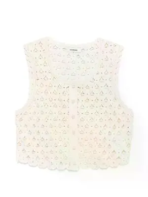 Sandro Beaded Crochet Vest - Neutrals