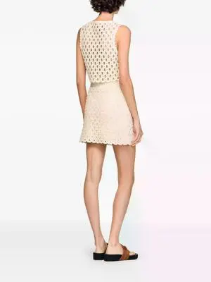 Sandro Ribbed Knit Tank Top With Contrast Trim - Neutrals