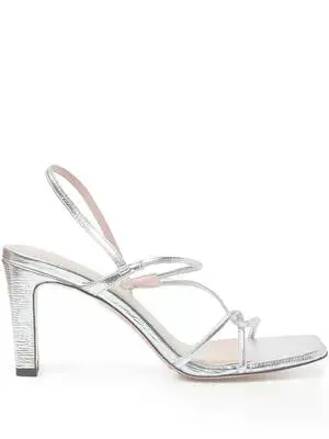 Sandro Block-heel Leather Sandals - Silver