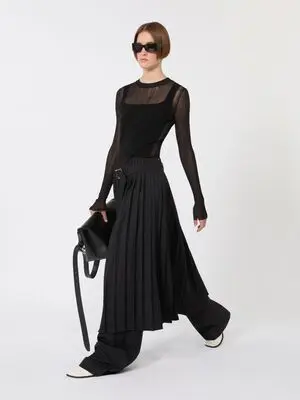Max Mara Plissé-pleated Gabardine Midi Skirt