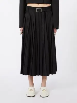 Max Mara Plissé-pleated Gabardine Midi Skirt