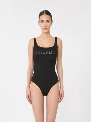 Max Mara Logo Jersey Swimsuit - Black