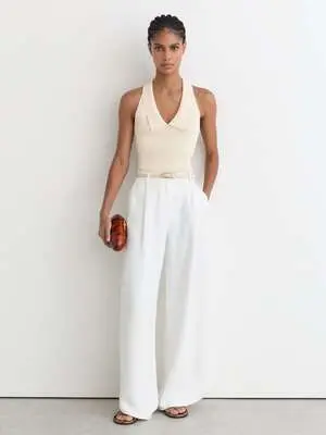 REISS Vera Collared Rib-knit Vest - Ivory