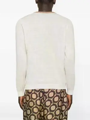 AMARANTO Cream White Button-fastening V-neck T-shirt