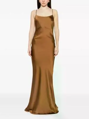 Andamane Ninfea Ruched Open-back Maxi Dress - Brown