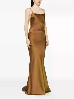 Andamane Ninfea Ruched Open-back Maxi Dress - Brown