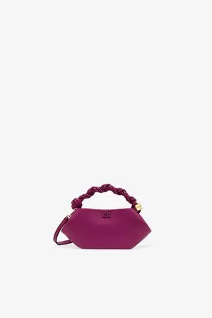 GANNI GANNI Mini Bag With Twisted Handle And Metallic Logo Detail Purple