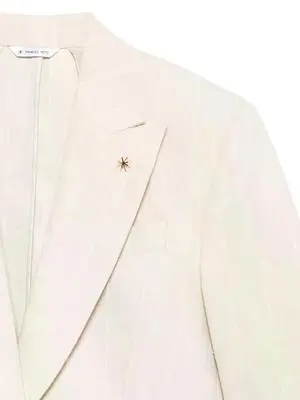 MANUEL RITZ Pinstripe Pattern Peak-lapel Jacket - Neutrals